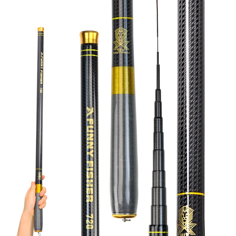 BAKAWA Ultralight Super Hard Carbon Fiber Telescopic Fishing Rod Stream ...