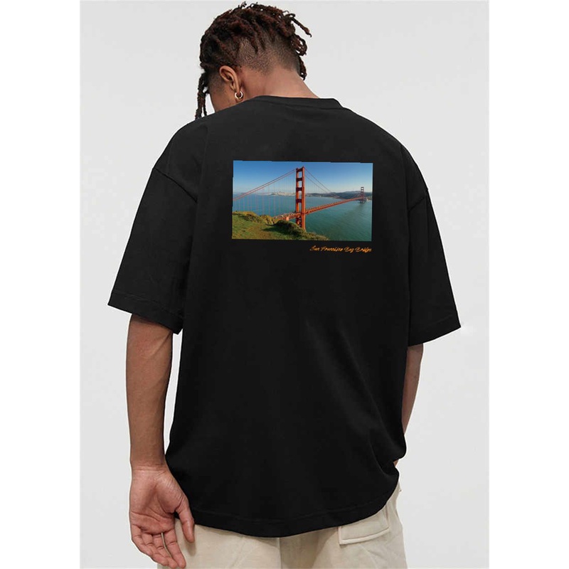 คอกลม Y3 joint City limited California Bay Bridge printed short-sleeved ...