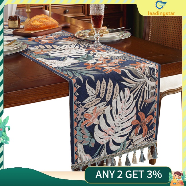 Leadingstar ผ้าปูโต๊ะรับประทานอาหาร ลายใบไม้ ประดับพู่ สไตล์วินเทจ 71 ...