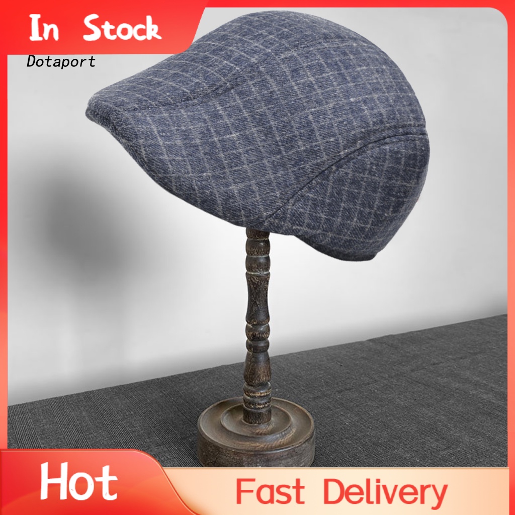 Kddt- หมวกเบเร่ต์ ลายตารางหมากรุก สไตล์วินเทจ ดูดซับเหงื่อได้ดี ...