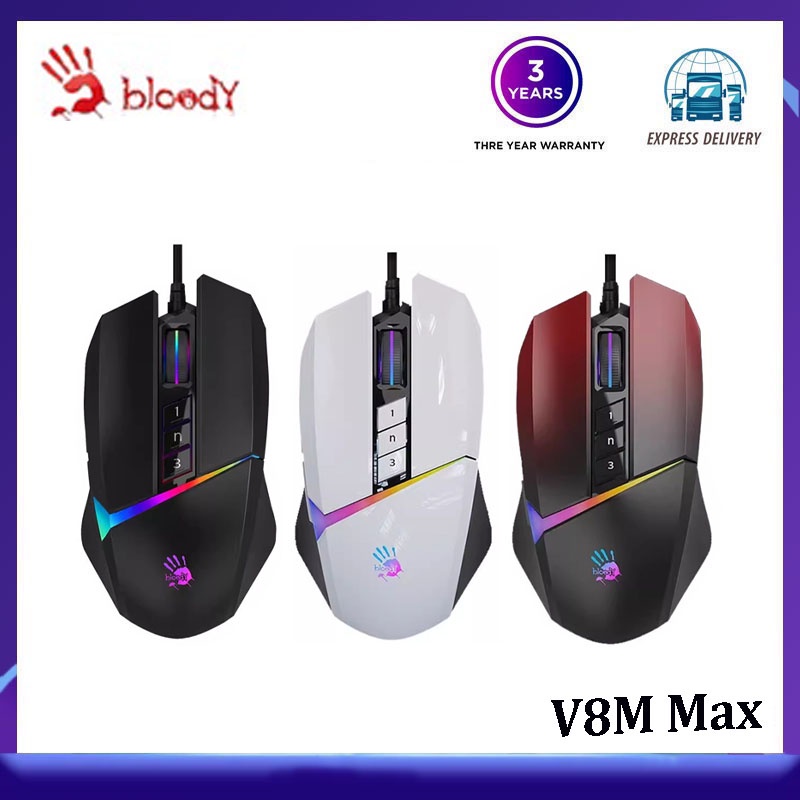 Bloody V8M Max/V8M Max mini/V8M pro เมาส์เกมมิ่งมีสาย ไฟ RGB ออกแบบตามสรีรศาสตร์ FPS สําหรับ ...