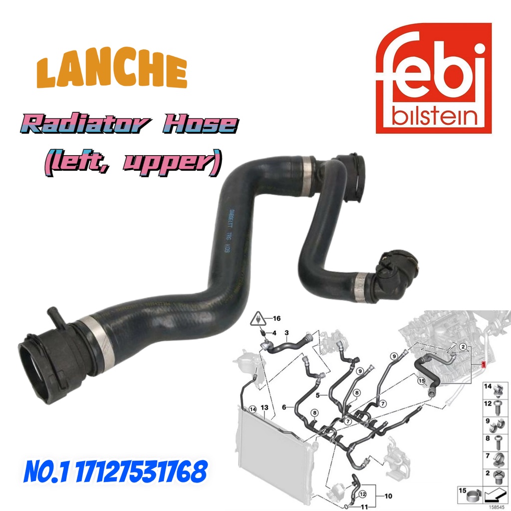 ลิ้นจี่ 17127531768 Febi Bilstein ท่อหม้อน้ําหล่อเย็น สําหรับ BMW E90 ...