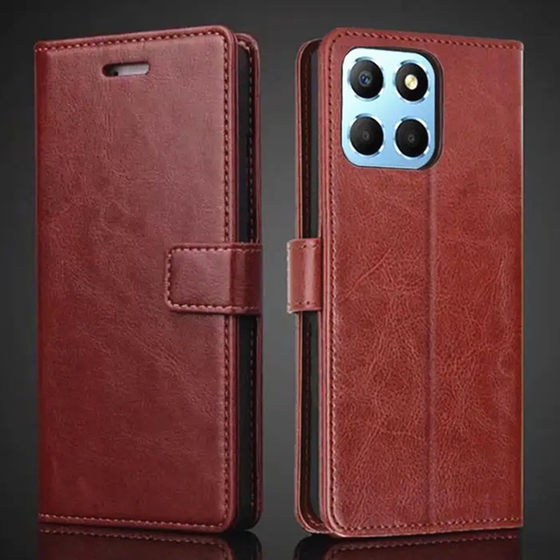 เคสหนังวัวแท้ ฝาพับ พร้อมช่องใส่บัตร ขาตั้ง สไตล์วินเทจ สําหรับ Honor ...