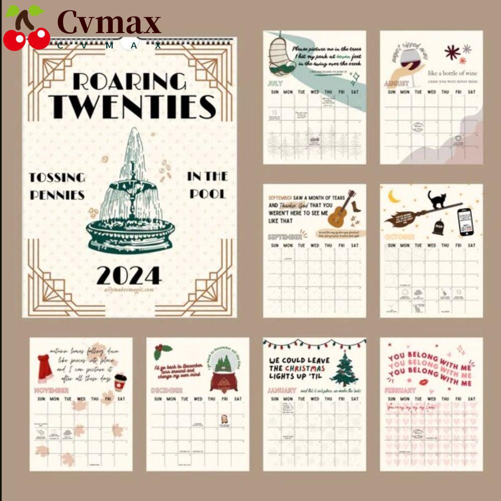 Cvmax ปฏิทินปี 2024 ปฏิทินปีกระดาษ TS เนื้อเพลง ตกแต่งผนัง วางแผนเวลา การวางแผนระยะยาว การลบ ...
