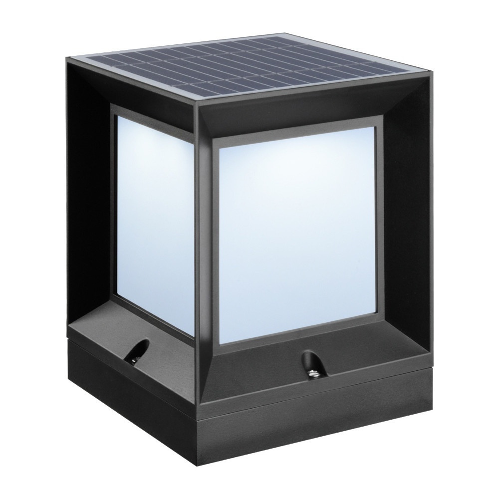 ShopKB EILON โคมไฟโซลาร์เซลล์หัวเสา ทรงสี่เหลี่ยม 12W รุ่น TZ-X085S ปรับได้ 2 แสง (DL/WW) สีดำ ...