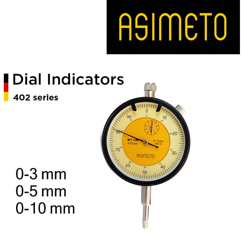 Asimeto ไดอัลเกจ Dial Indicator ความละเอียด 0.01 มม ช่วงวัด 0-3 mm, 0-5 ...