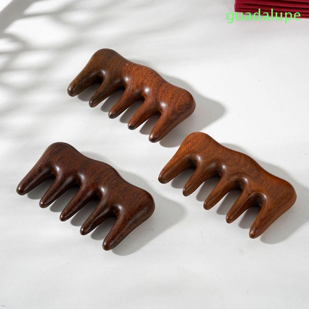 กัวดาลูป หวีนวดไม้จันทน์, Meridian Scraping หวีไม้ฟันกว้าง, แบบพกพา ...