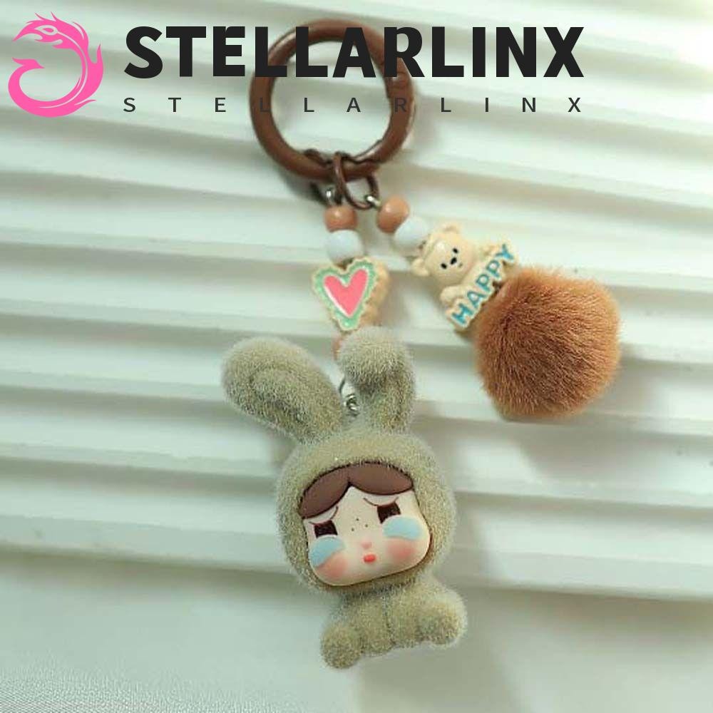 Stellarlinx Flocking Crybaby พวงกุญแจ, ซิลิกาเจล Plush Ball Plush Labubu จี้, น่ารัก PP ผ้าฝ้าย ...