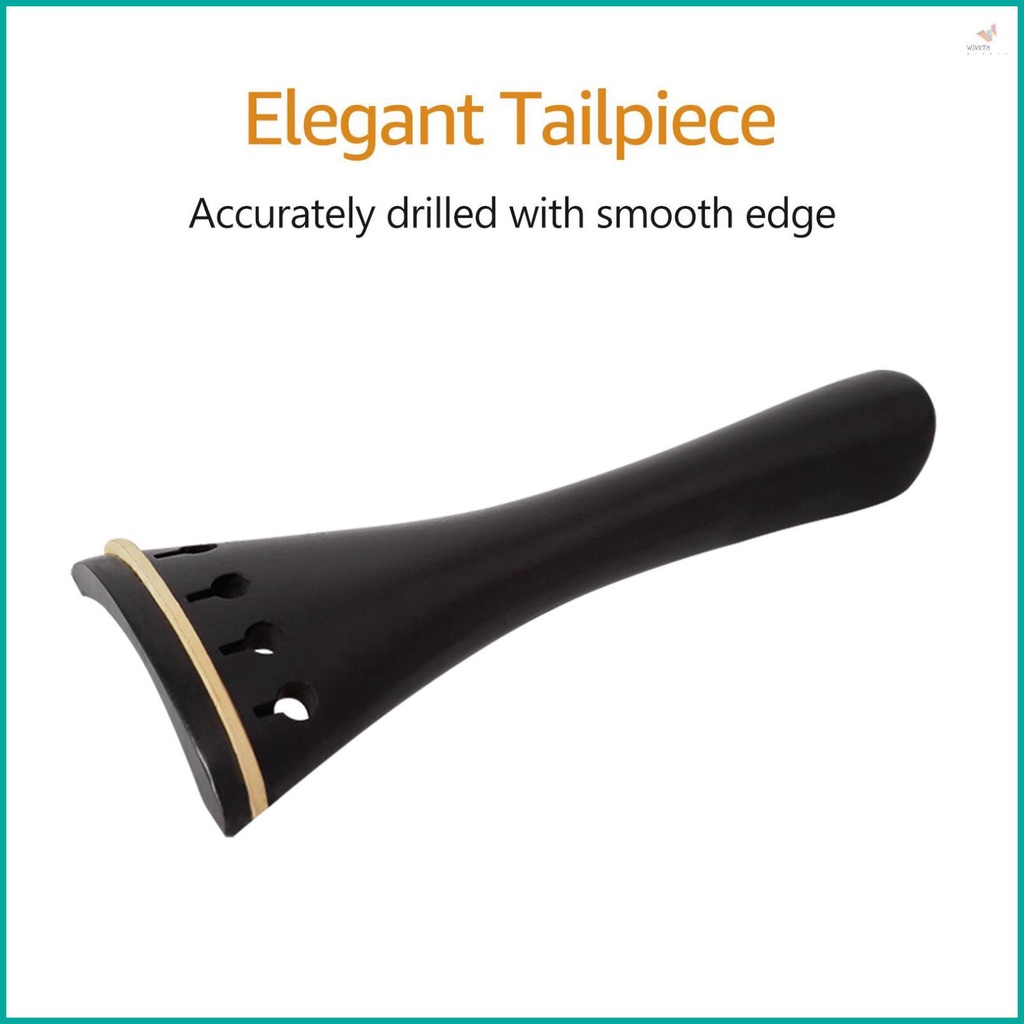 Complete Ebony Violin Accessory Set: Tailpiece, Chin Rest, End Pin, and ...