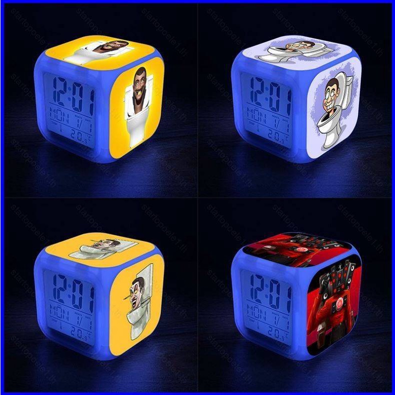 Skibidi นาฬิกาปลุกชักโครก เปลี่ยนสีได้ ไฟกลางคืน LED สร้างสรรค์ ...