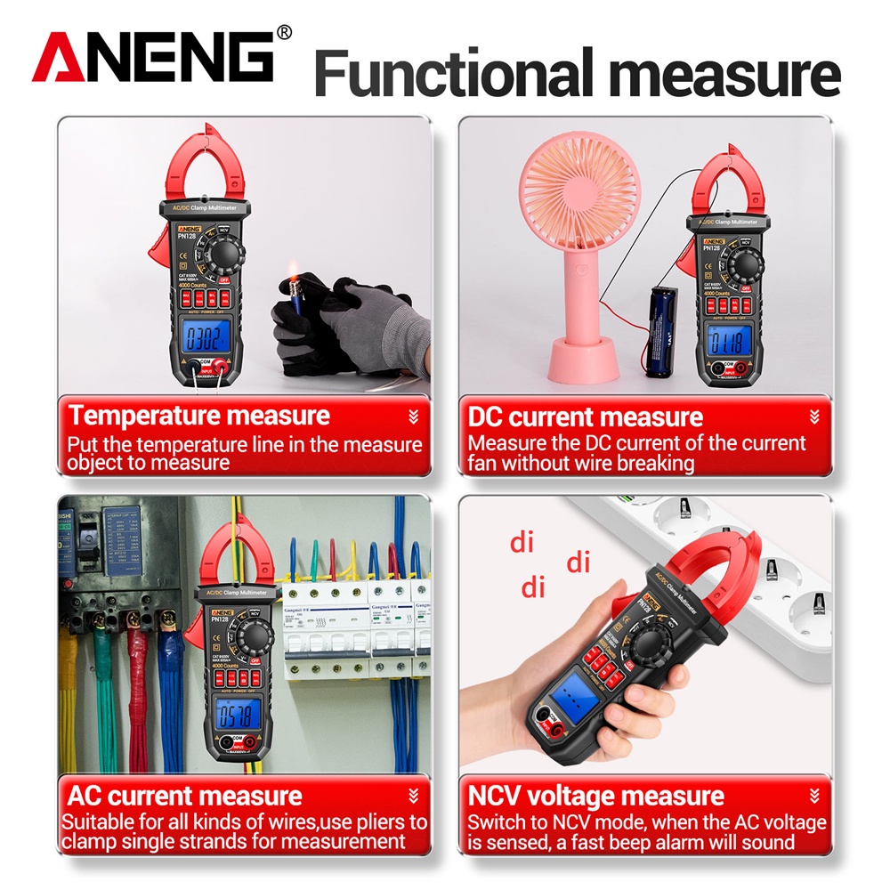 [ElementStyle.th] แคลมป์มัลติมิเตอร์ดิจิทัล หน้าจอ LCD ANENG PN128 4000 ชิ้น | Shopee Thailand