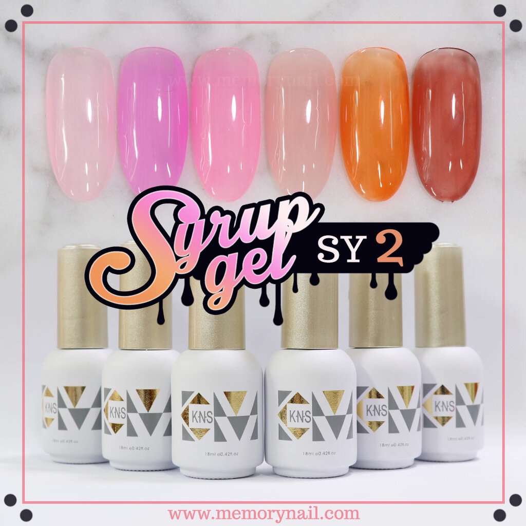 SY-2 สีเจลไซรัป Syrup Nail Gel โทนสีชมพู ส้ม 6 สี 6 ขวด ขวดใหญ่ 15 ML ...