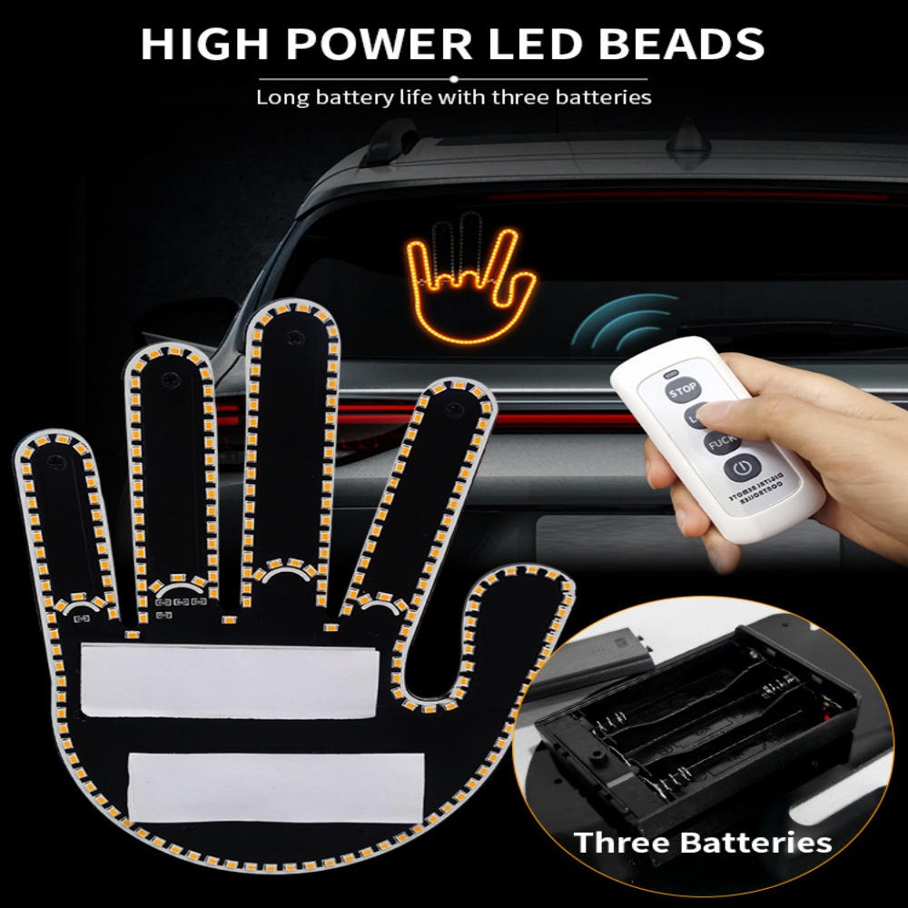 Finger Gesture Light for Car LED Hand Gesture Sign Light Funny Warning ...