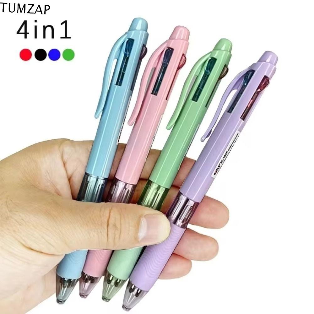 Tumzap 6 ชิ้นหลากสีปากกาลูกลื่น, 4 in 1 0.7 มม.เติมปากกา Multicolor Retractable, ดินสอกดยาง Grip ...