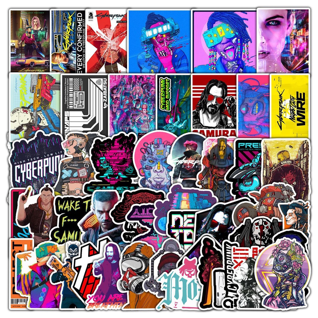50Pcs/Set Cyberpunk 2077 Series 04 Stickers DIY Fashion Waterproof ...