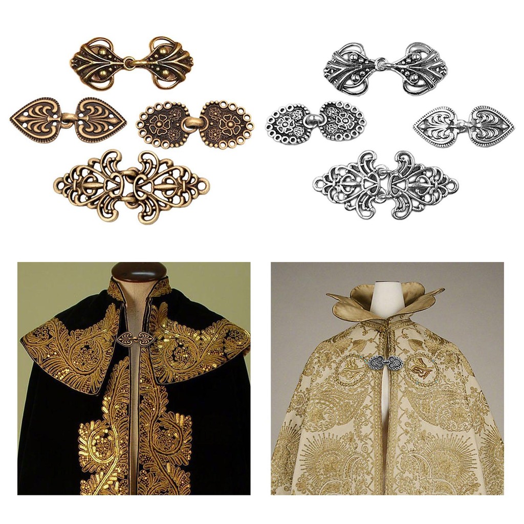 [gedonna] 4 ชิ้นเข็มกลัดยุคกลาง Cape Fastener Vintage เสื้อกันหนาว ...