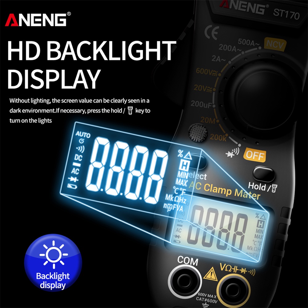 แคลมป์มิเตอร์ดิจิตอล ANENG ST170/ST180/AT619 Digital Clamp Meter DC ...