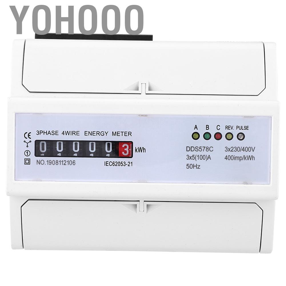 Yohooo Electric Energy Counter 3 Phase 4 Wire 380V AC Meter DIN Rail ...