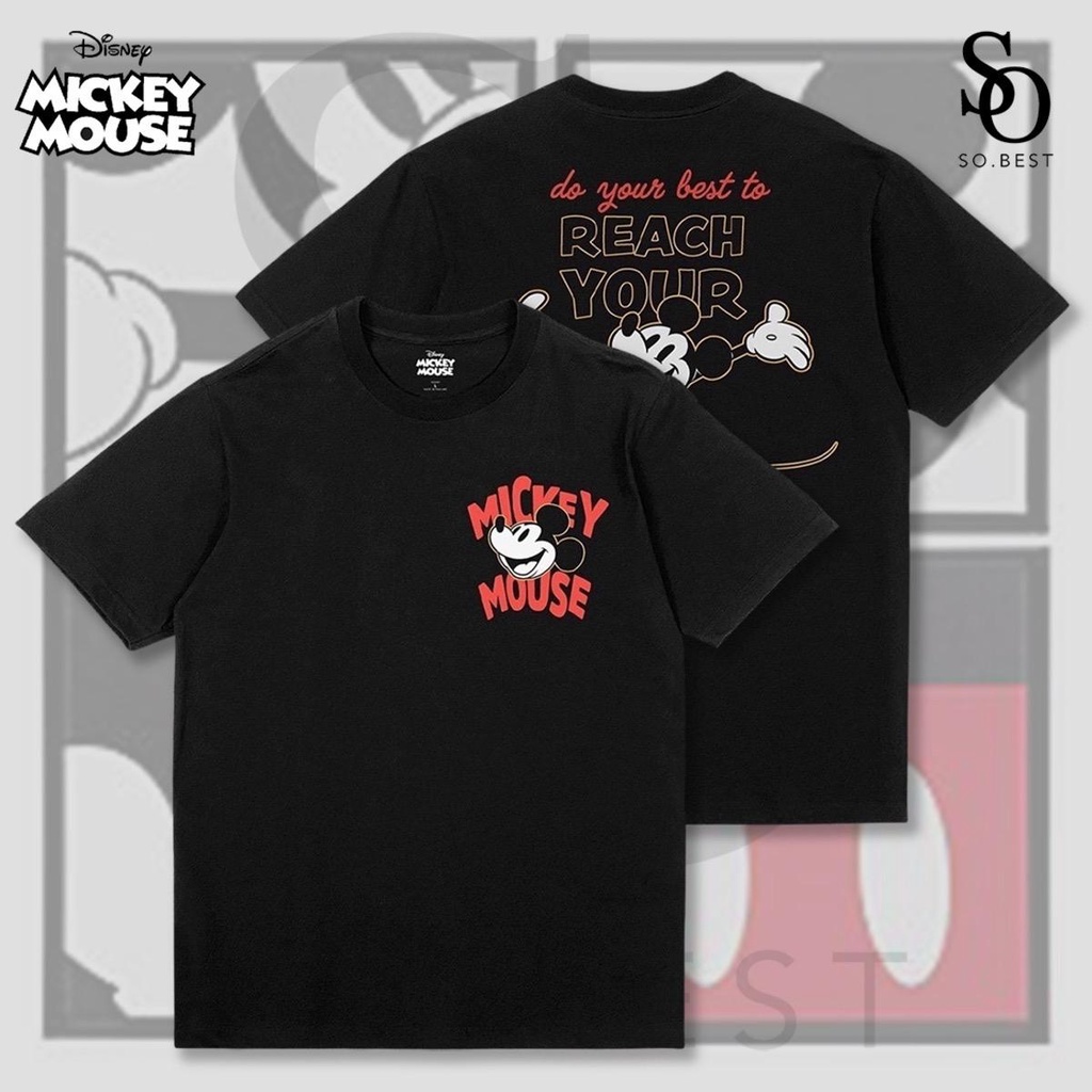 SO.BEST เสื้อยืดดิสนีย์ Mickey Mouse Reach your สกรีนหน้า - หลัง \ ผ้า ...