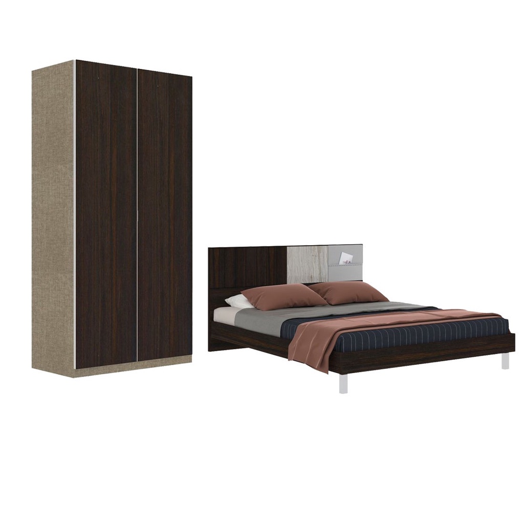 SB Design Square ชุดห้องนอนEconi-B 5 ฟุต & wardrobe Plus 100 cm สีไม้ ...