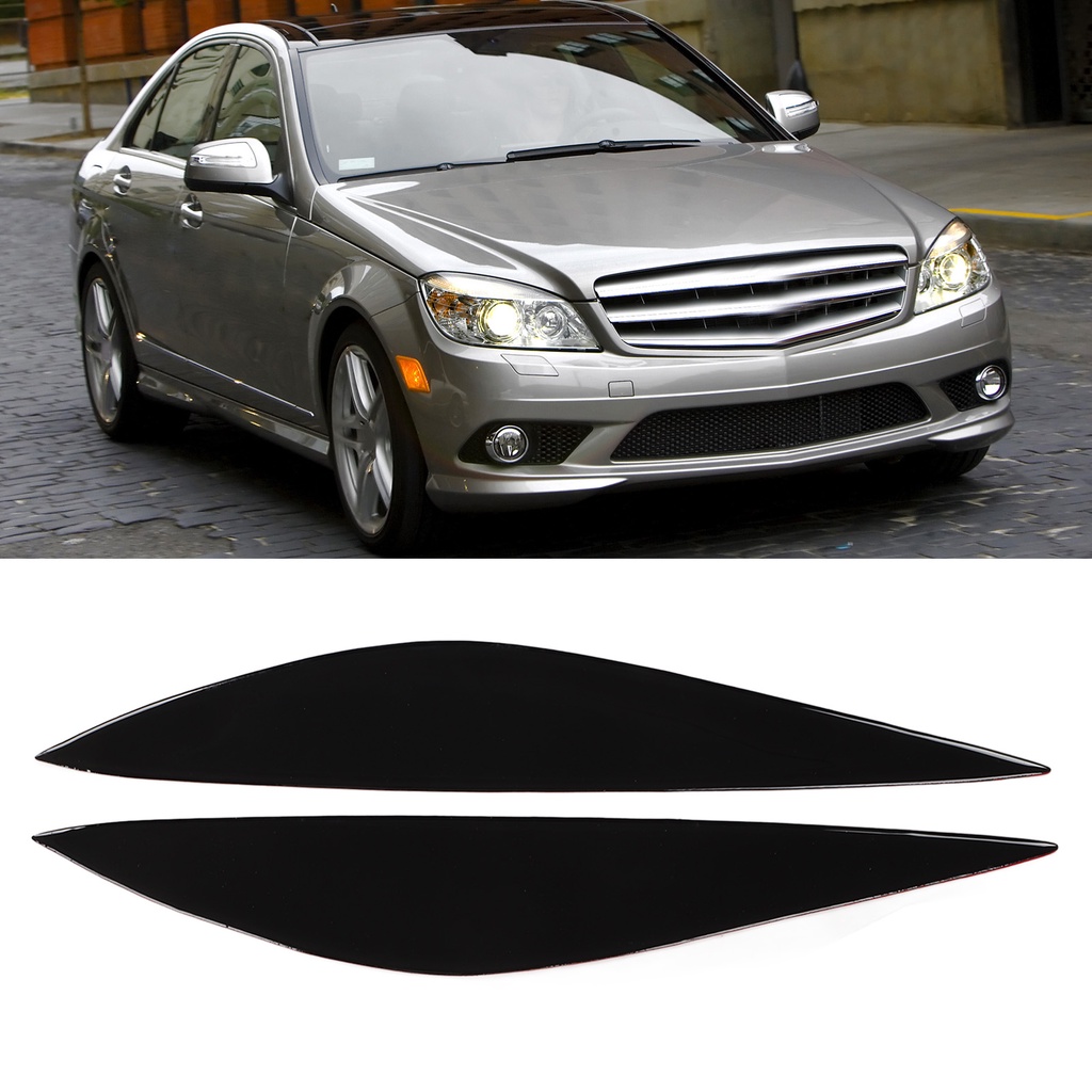 Fitness Life คิ้วไฟหน้าด้านหน้าสีดำเงา Trim พลาสติกอ่อนสำหรับ Mercedes ...