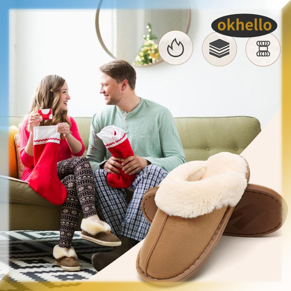 [Okhello.th] รองเท้าแตะ ผ้ากํามะหยี่ขนนิ่ม ให้ความอบอุ่น เหมาะกับ ...