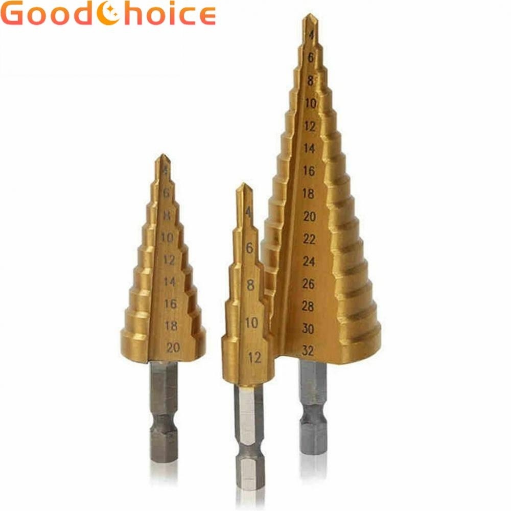 Heavy Duty Step Cone Drill Bit Set Titanium Coated Metal Wood Hole ...