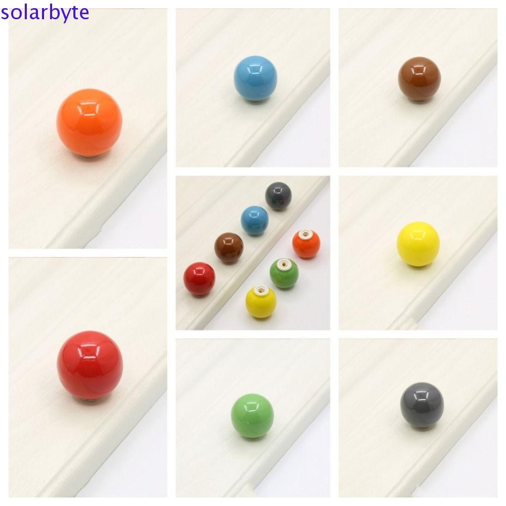 Solarbyte ลูกบิดเซรามิกสีสันสดใส, ลูกบิดประตูกลมหลุมเดียว, สีลูกกวาดเรียบง่ายดึงมือจับฝาขวด ...