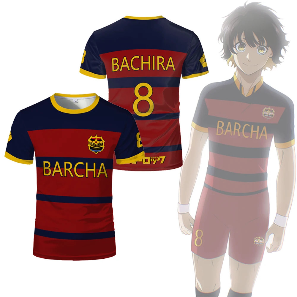 Blue Lock FC Barcha การ์ตูนอะนิเมะคอสเพลย์ผู้ชาย Jersey ฤดูร้อนแขนสั้น ...