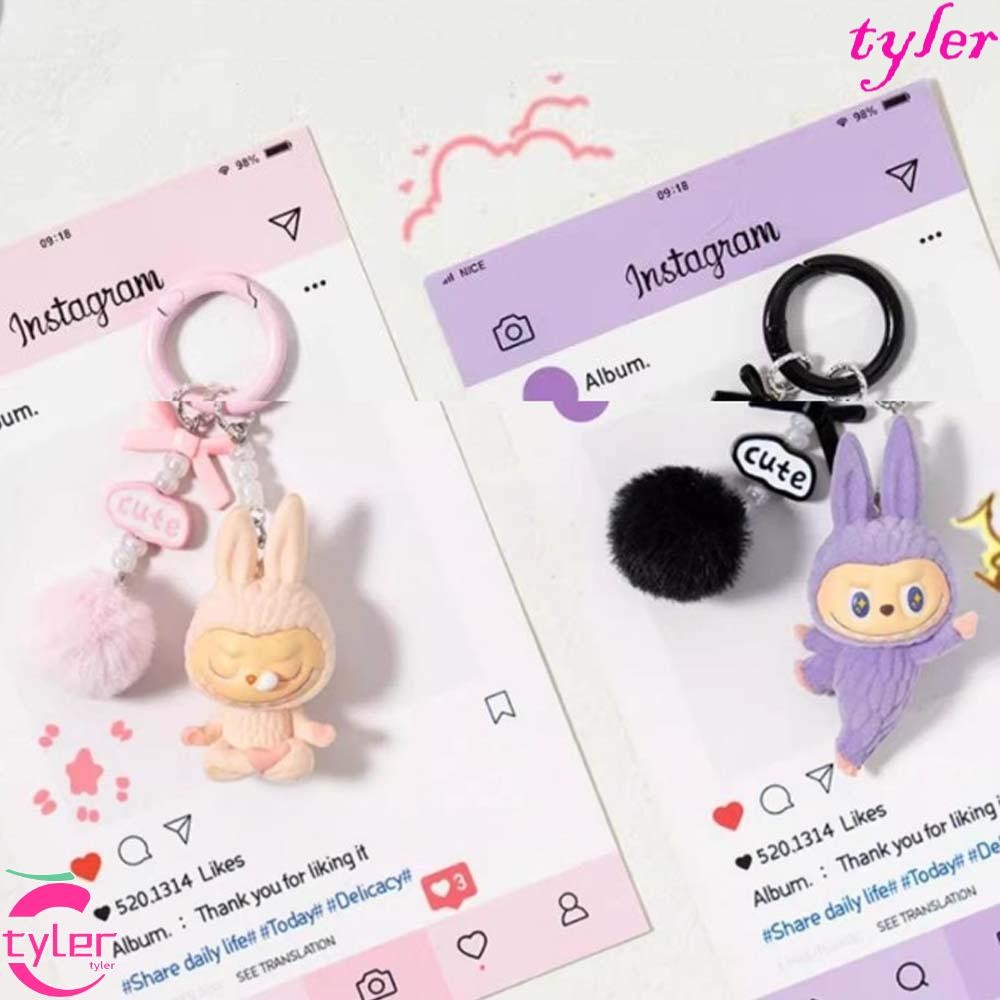 Tyler Lazy Yoga Labubu Doll พวงกุญแจ|สี Flocking Labubu Key Ring ...