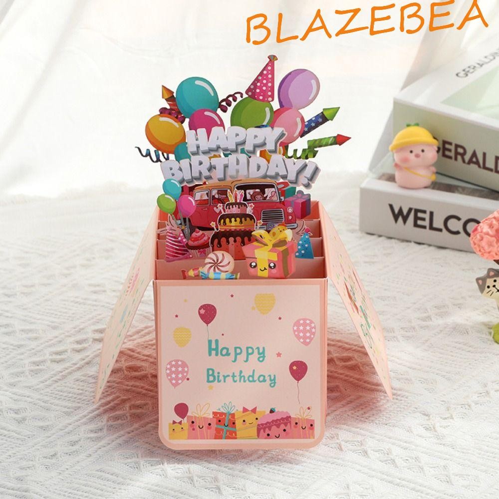 Blazebea การ์ดอวยพรป๊อปอัพ 3 มิติ กระดาษประณีต การ์ดของขวัญวันเกิดสุขสันต์ การ์ดชื่นชมคําอวยพร ...