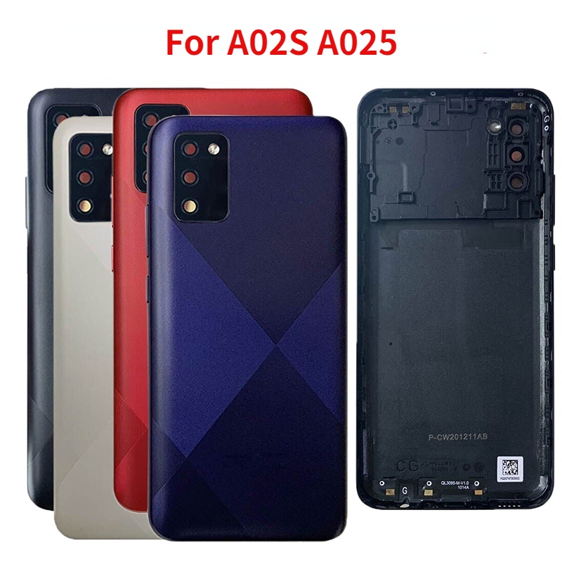 ใหม่ ฝาครอบแบตเตอรี่ ด้านหลัง พร้อมเลนส์กล้อง แบบเปลี่ยน สําหรับ Samsung Galaxy A02S A025 A025F ...
