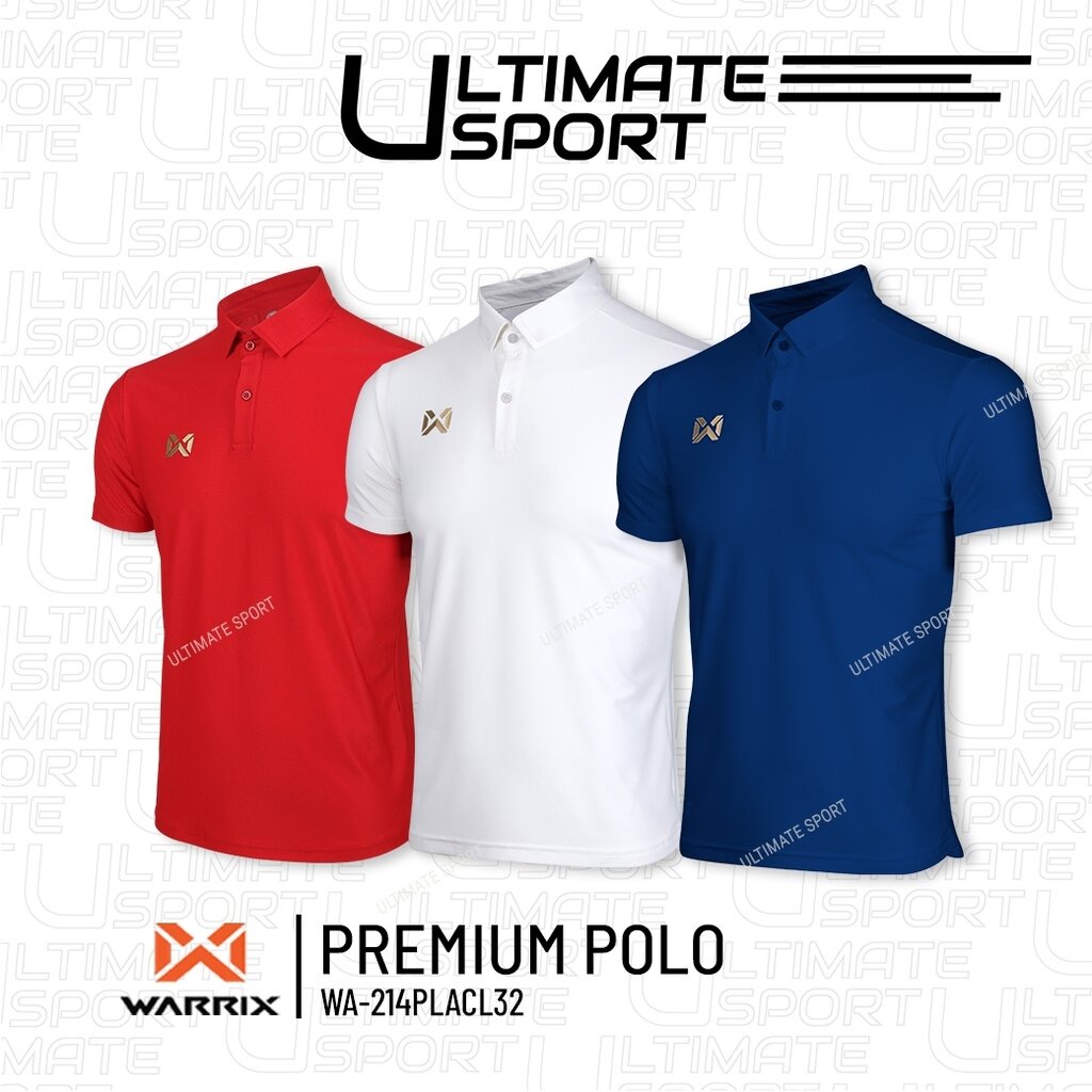 WARRIX เสื้อสปอร์ตโปโลวาริกซ์ รุ่น PLA332 (WA-214placl32) สีล้วน FLEX 3D น้ำเงิน แดง ขาว ...