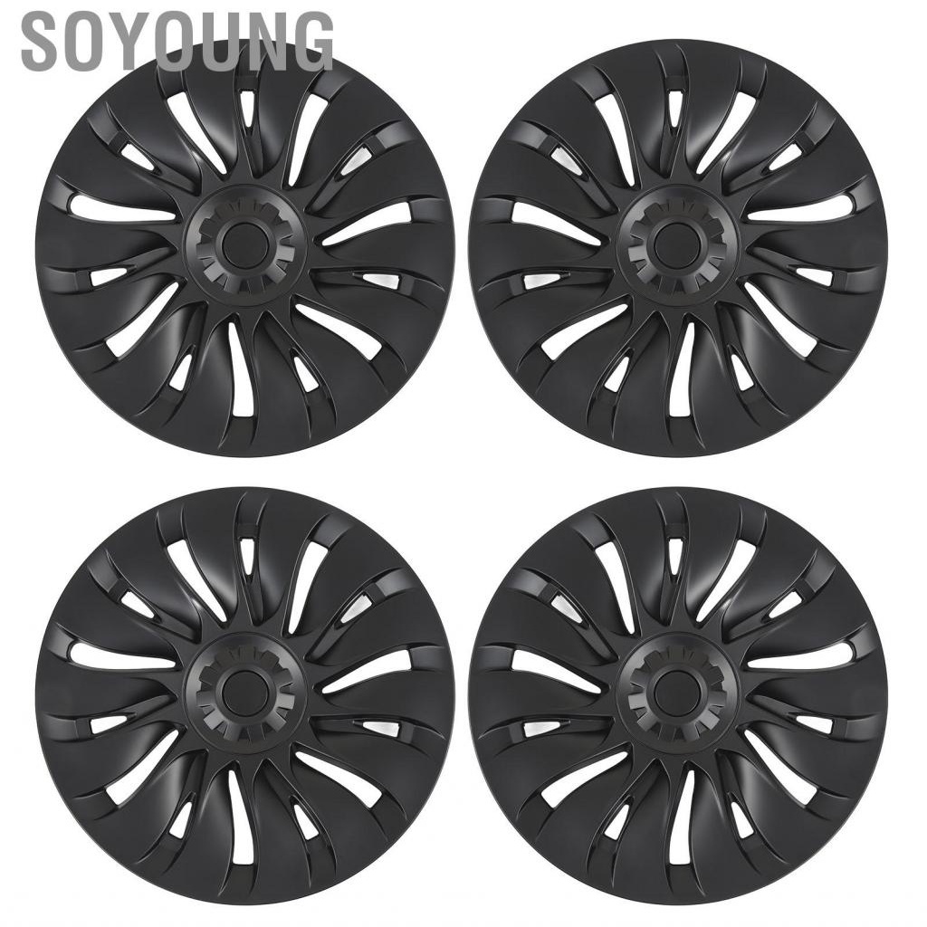 Soyoung 4 Pcs 19 Inch Wheel Hub Cap Matte Black Automobile Fully Wrap ...