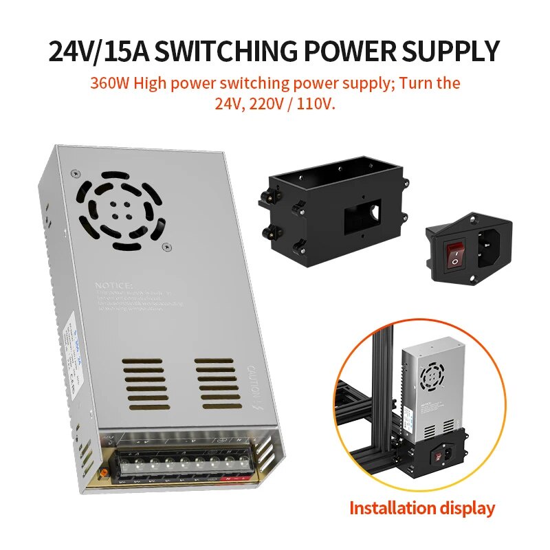 DIY 3D Printer Parts Switching Power AC 110V/220V DC 12V/30A 24V/15A ...