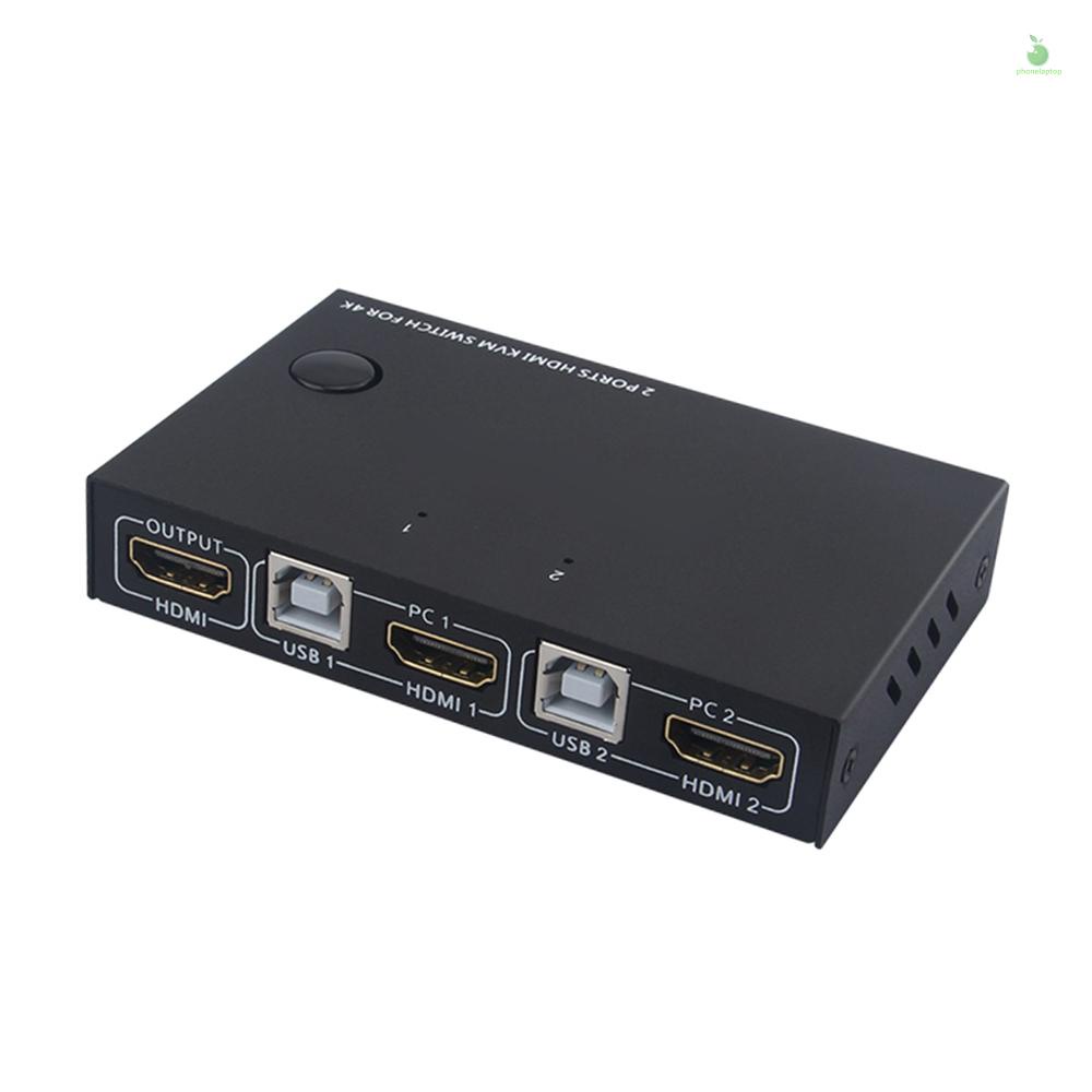 Hdmi KVM Switcher 4K 2 in 1 out KVM สวิตช์คีย์บอร์ด เมาส์ แชร์หน้าจอ USB ซิงโครไนซ์ควบคุม ...