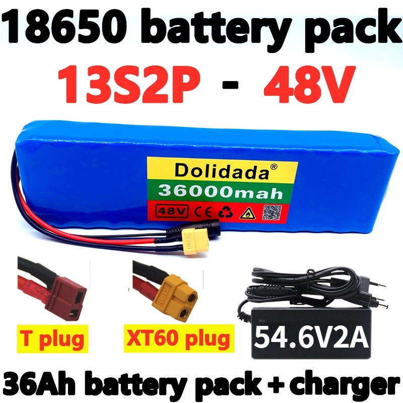E-bike battery 48v 36Ah 18650 lithium ion battery pack 13S2P bike conversion kit bafang 1000w ...