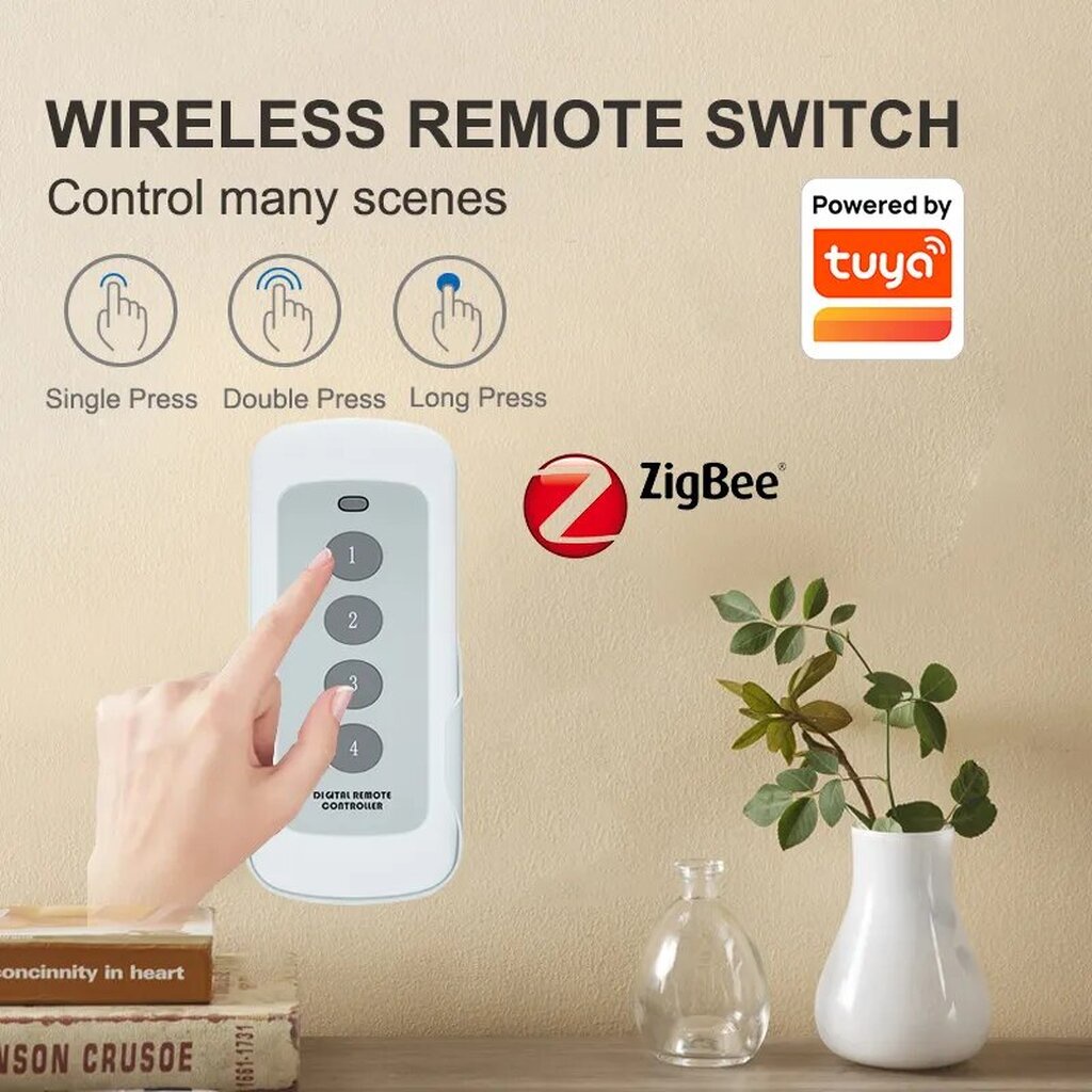 Tuya รีโมทไร้สายแบบใช้ถ่าน 4 ปุ่ม 12 แอคชั่น สัญญาณ Zigbee เอาไว้สั่ง Scene, Automation Scene ...