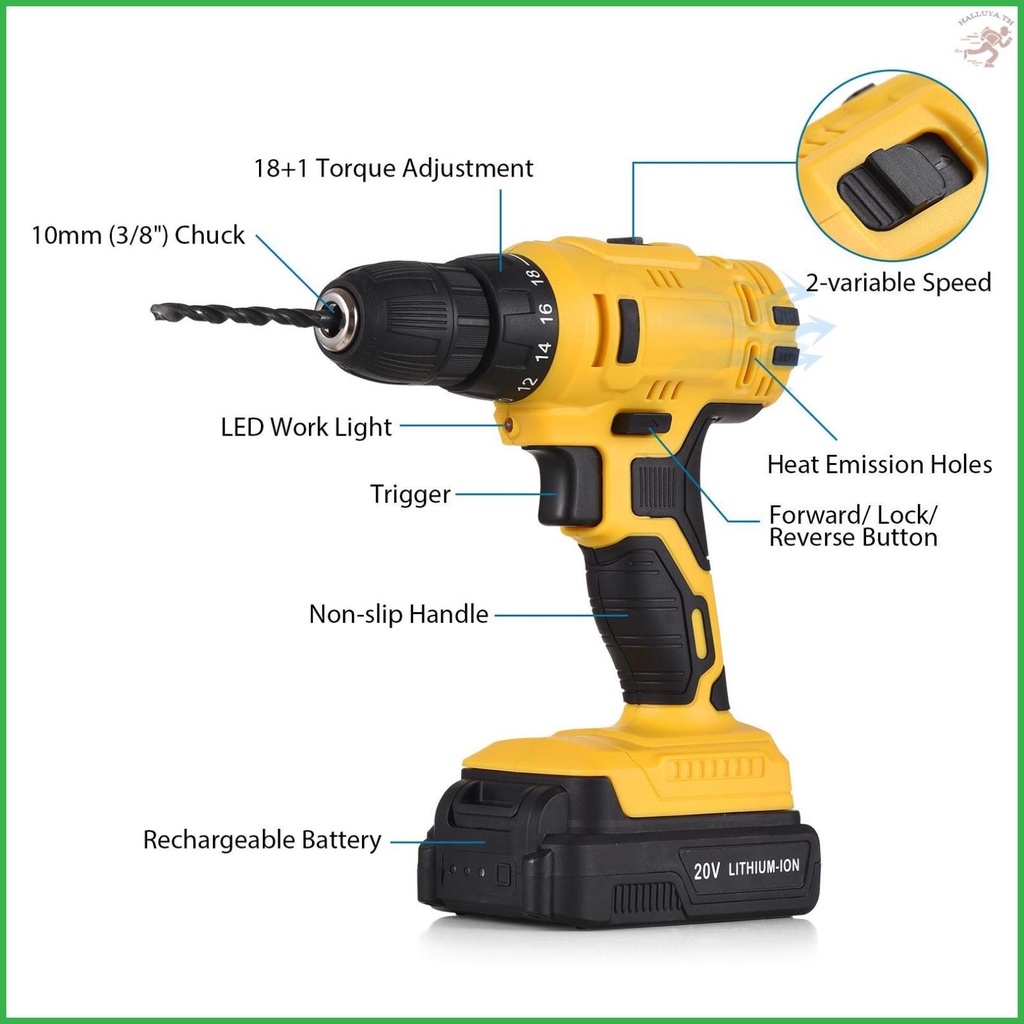 Cordless Electric Drill with LED Work Light - Illuminate Your Workspace ...