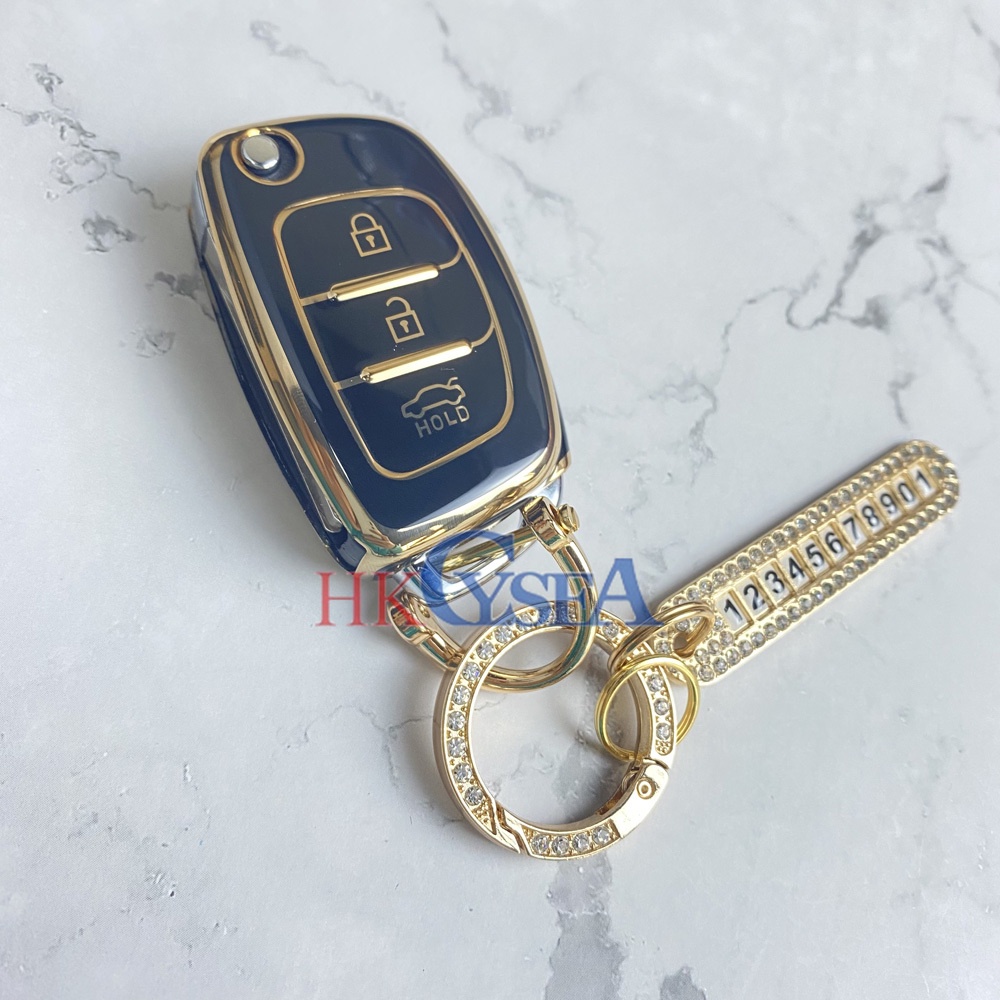 เคสกุญแจรีโมทรถยนต์ แบบฝาพับ 3 ปุ่ม สําหรับ Hyundai Solaris Creta Ix25 Kona Tucson Sonata FE I40 ...