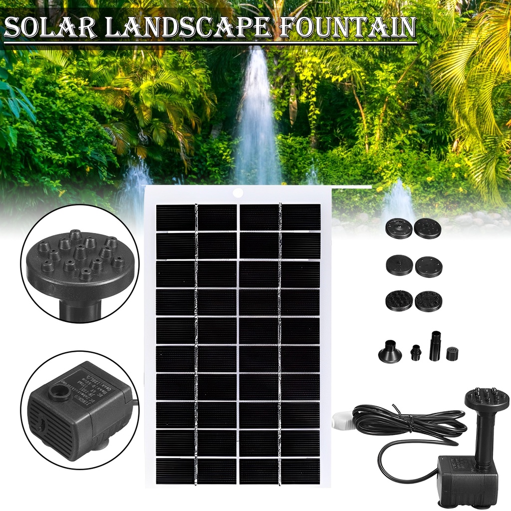 Solar Powered Fountain Floating Water Pump Outdoor Bird Bath Garden ...