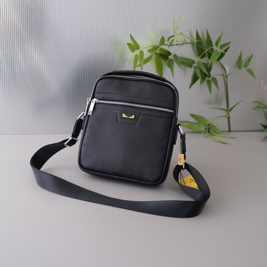 Fd High Version Messenger Bag กระเป๋าสะพายคลาสสิกผู้ชายหนังแท้สีดํา ...