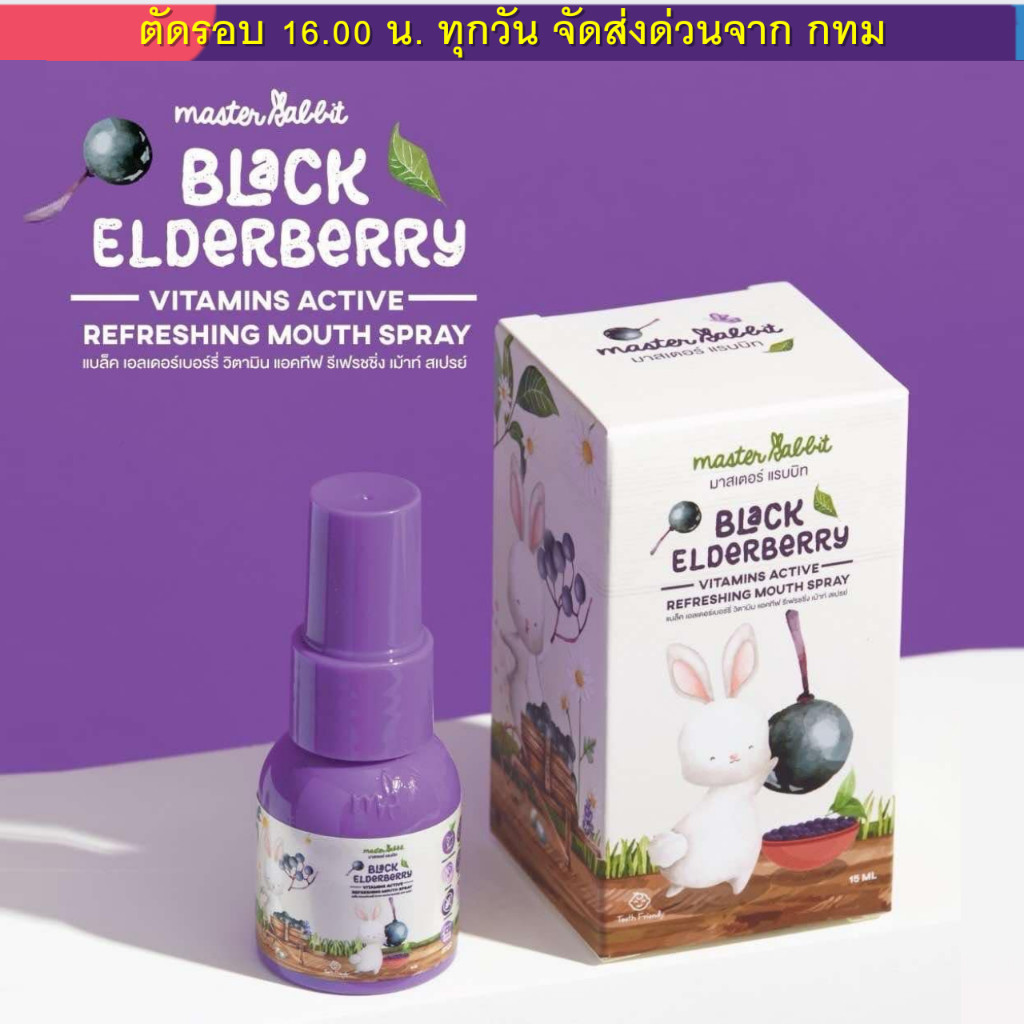 วิตามินเด็ก แบล็กเอลเดอร์เบอร์รี่ สเปรย์ Master Rabbit Black Elderberry พ่นคอ | Shopee Thailand