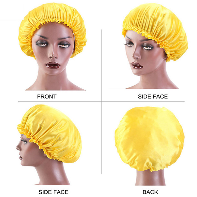 [yulong017] ซาติน Solid Sleeping Hat Bonnet Night Sleep Cap Hair Care ...