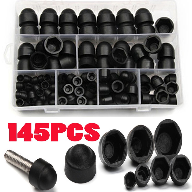 145pcs M4 M5 M6 M8 M10 M12 Hexagon Nutrs Bolt Cover Screw Cap Nylon Acorn Nut Dome Hex Cover ...