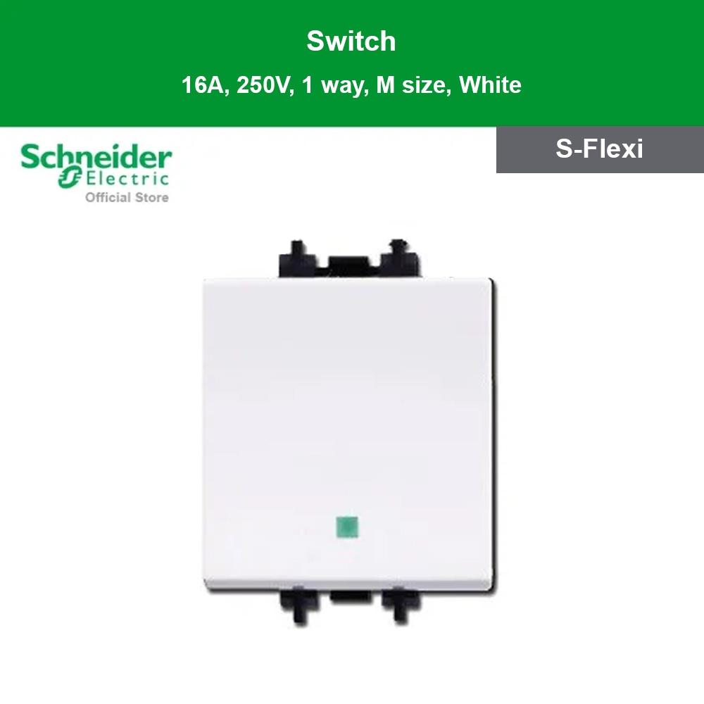 Schneider Electric Switch, S-Flexi, 16A, 250V, 1 way, M size, White ...