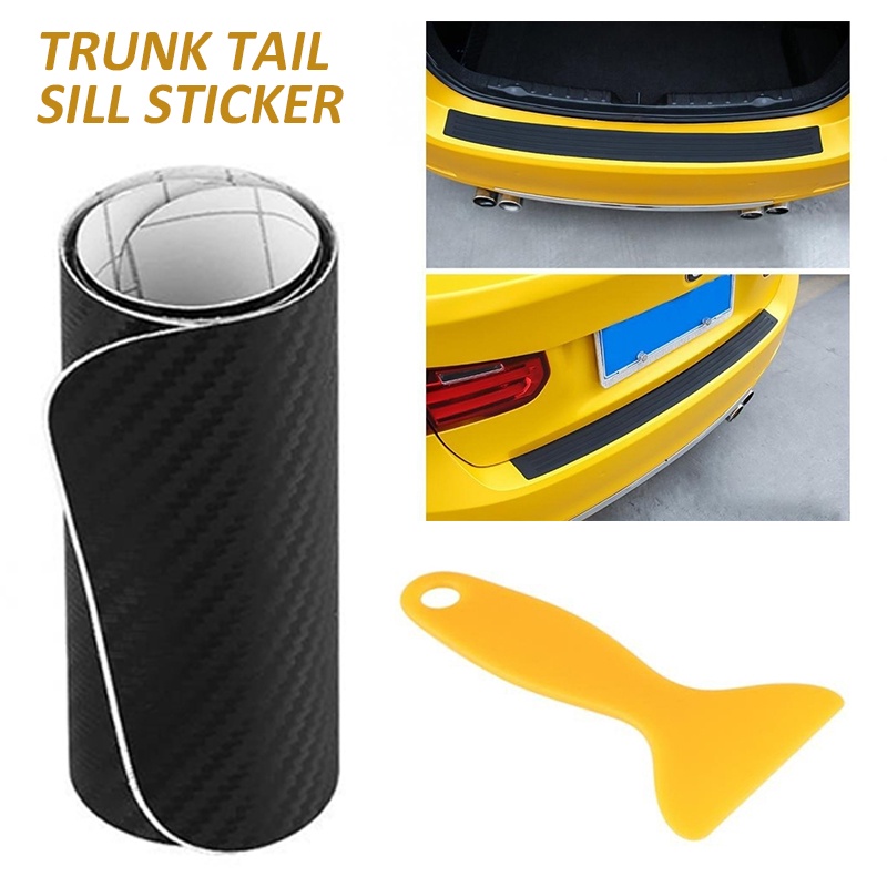 New Car Rear Bumper Sill Protector Plate Trim Strip Cover Carbon Fiber ...