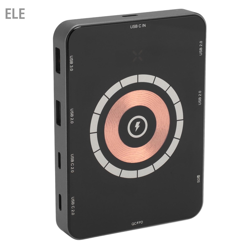 ELE USB C Hub แม่เหล็กไร้สายชาร์จการ์ดสล็อตอลูมิเนียม Docking Station ...