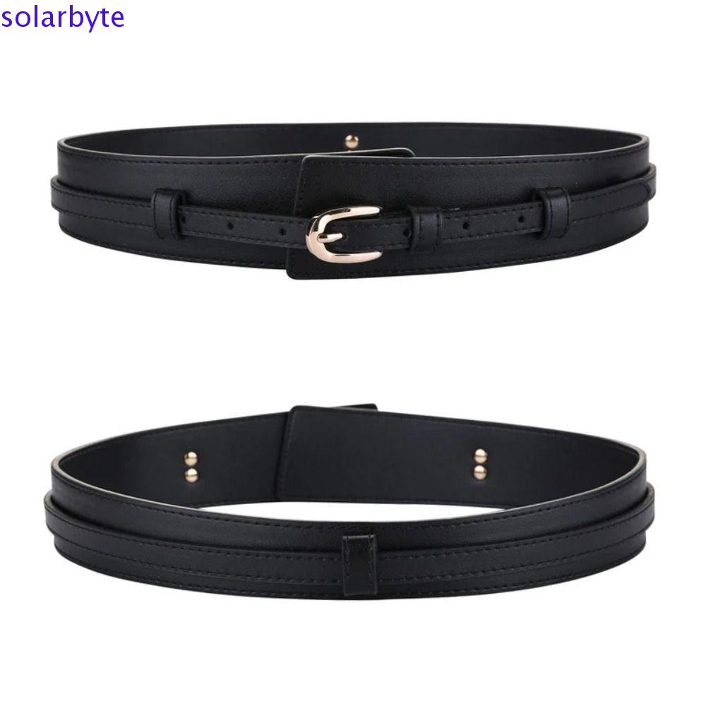 Solarbyte กว้าง Cummerbund, เข็มขัด Rivet เอวเข็มขัดรัดตัว, แฟชั่น PU หนังหัวเข็มขัดโลหะเอวสูง ...