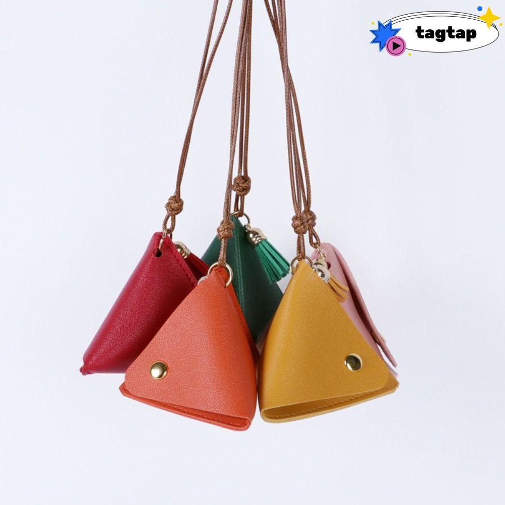 Tagtap กระเป๋าใส่เหรียญหนัง, กระเป๋าเก็บสีทึบสามเหลี่ยม, กระเป๋าเงิน ...